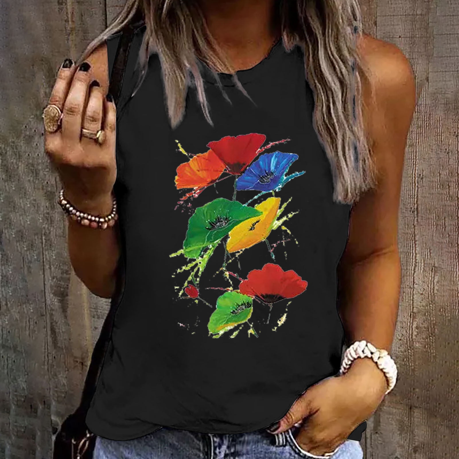 DailyTrove Women's Colorful Fish Graphic Tank Top - Polyester Casual ...