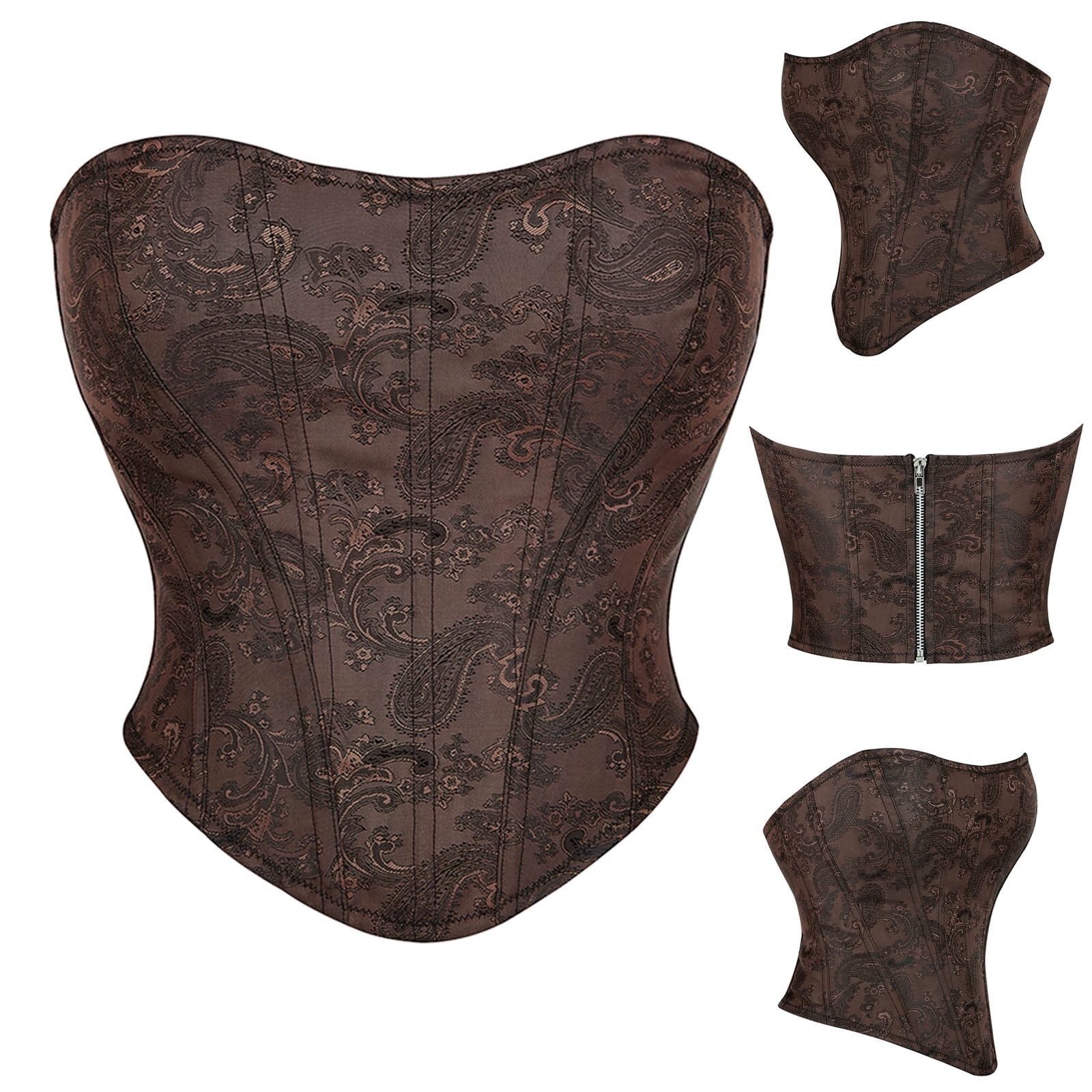 DailyTrove Women's Distressed Faux Leather Overbust Corset - Polyester ...