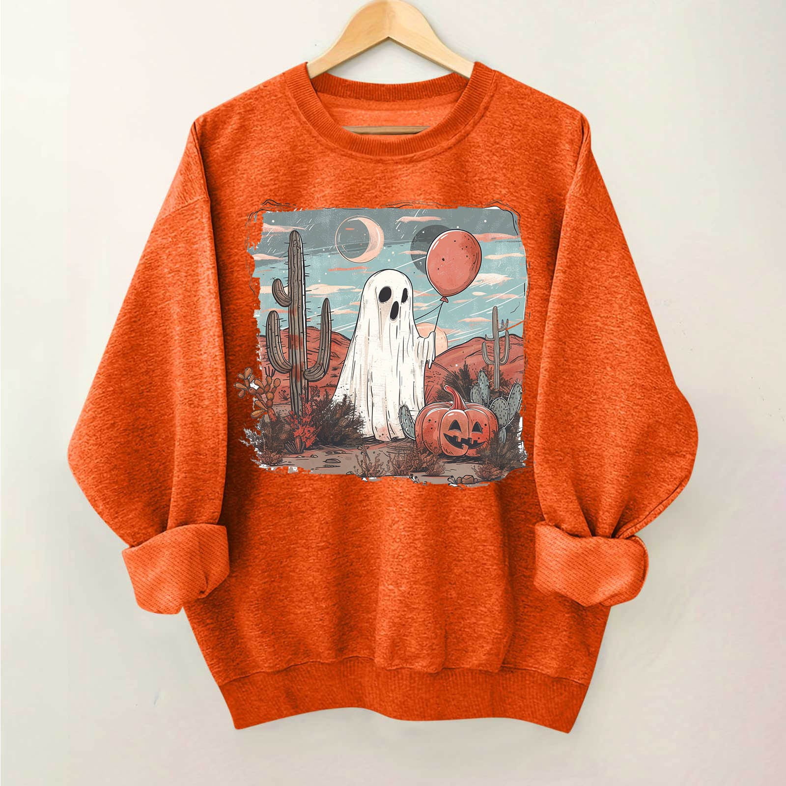 DailyTrove Women's Ghost Print Long - Sleeve Sweatshirt, Comfortable ...