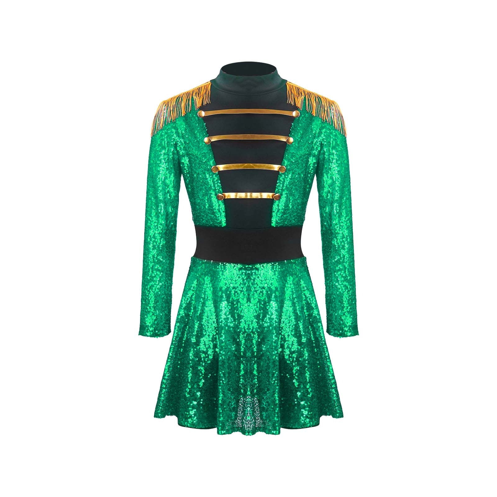 DailyTrove Women's Gradient Stage Dress, Long Sleeve, Performance & Party Wear, Shiny Polyester ...