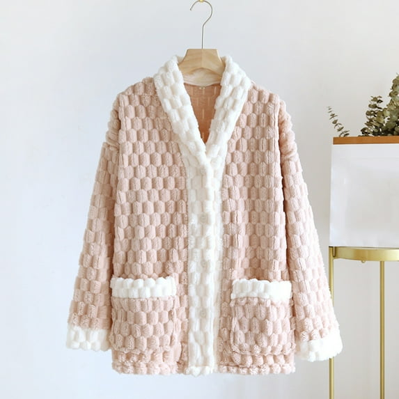 DailyTrove Women's Open-Front Plaid Print Warm Cozy Everyday Home ...