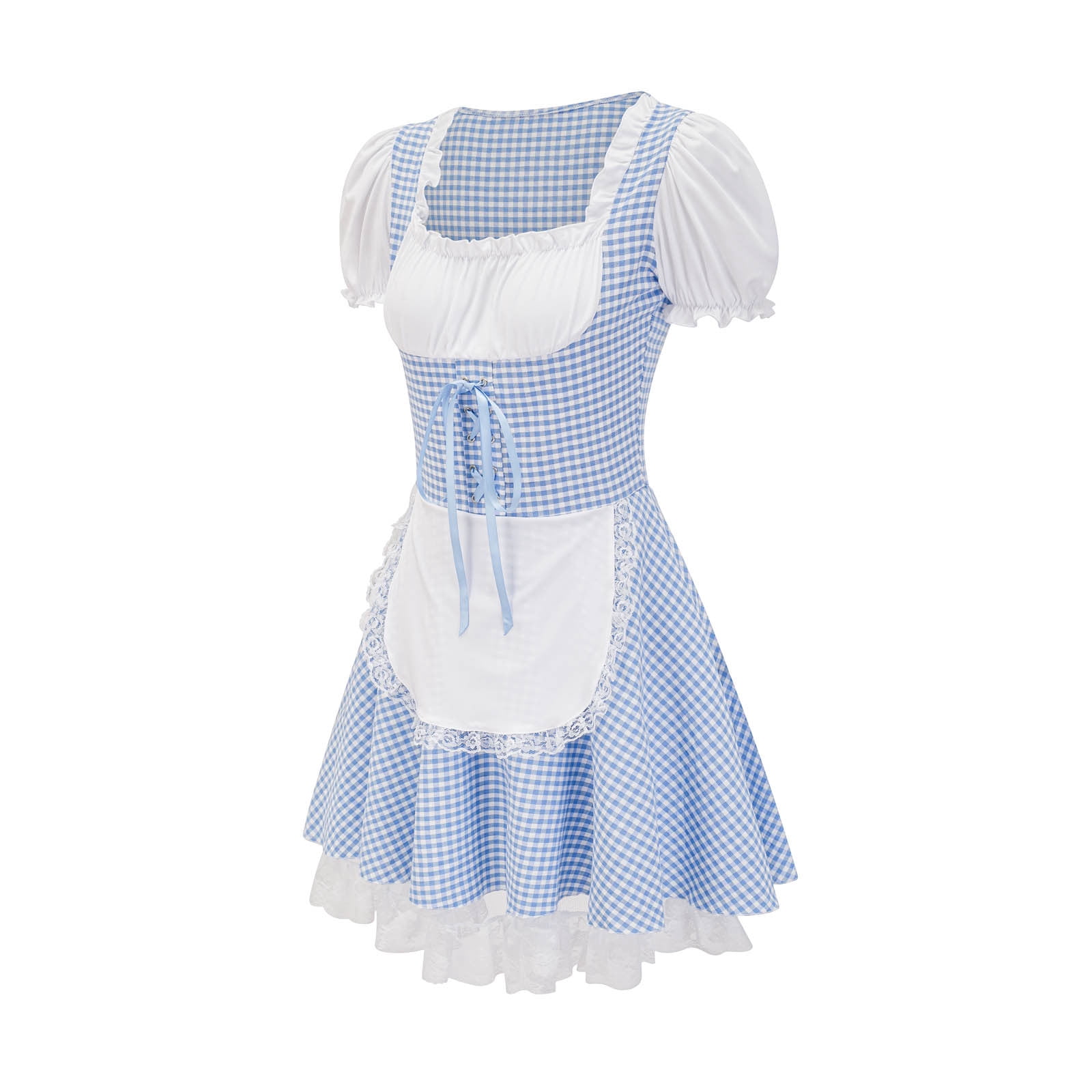 DailyTrove Women's Short Sleeve Maid Outfit Dress, Contrast Trim ...