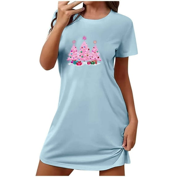 DailyTrove Women's Short Sleeve Nightgown Print Cute Cozy Everyday ...