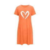 DailyTrove Women's Short Sleeve Sleep Dress - Heart Print Soft ...