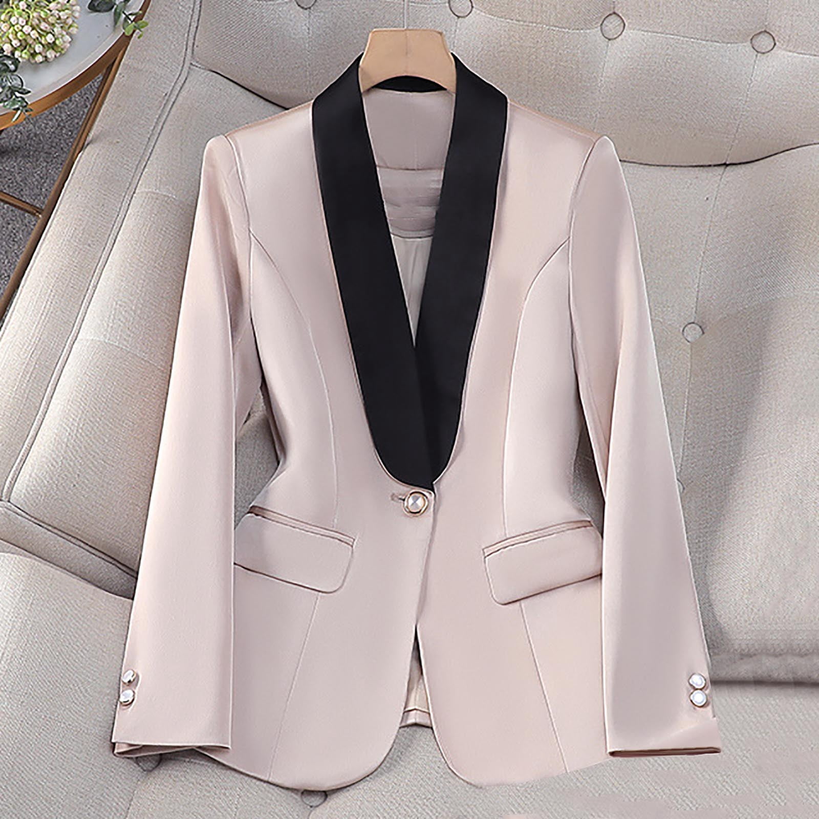 DailyTrove Women's Single-Breasted Blazer with Pockets, Long Sleeve ...