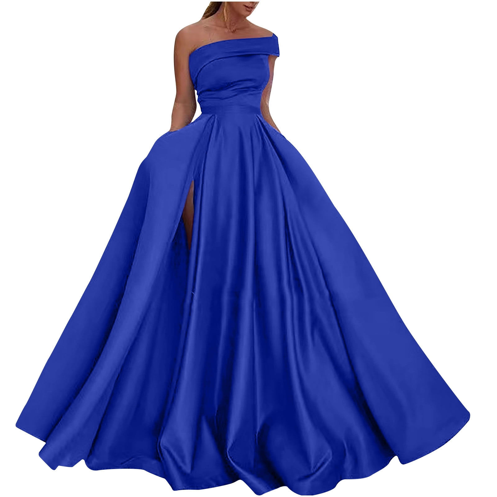 DailyTrove Women's Strapless Satin Ball Gown, Full Skirt, Formal Event & Prom Wear, Elegant Fit ...