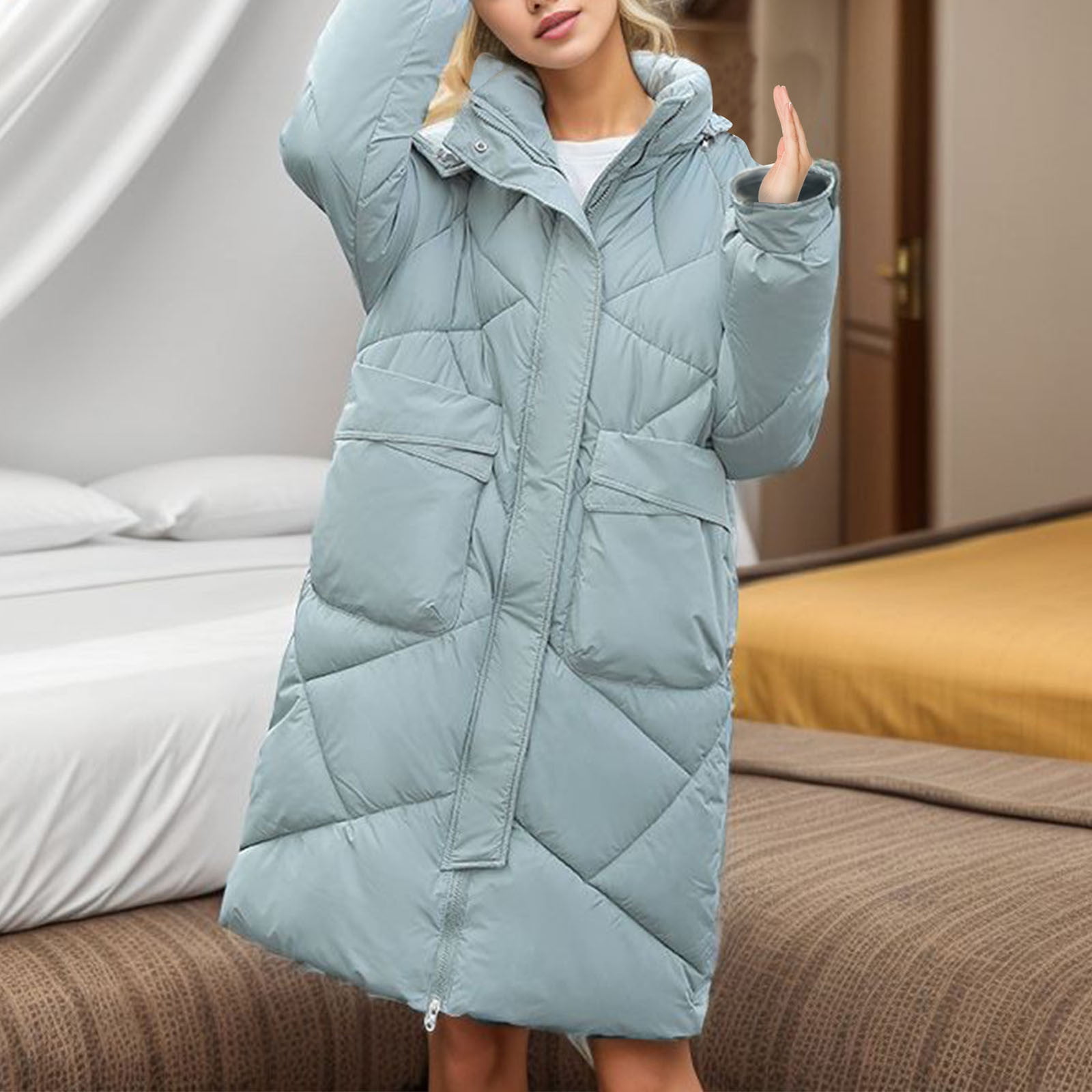 DailyTrove Women's White Long Quilted Puffer Coat, Ultra-Warm Outerwear for Winter Extreme Cold ...