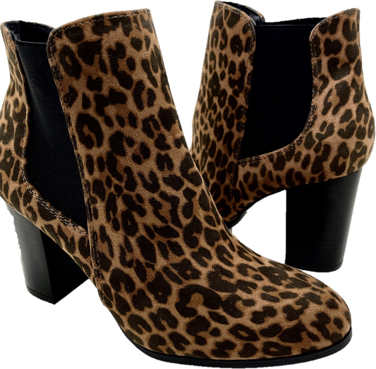 DailyWear Women’s Rain Boots Leopard Print Ankle Bootie, Block Heel ...