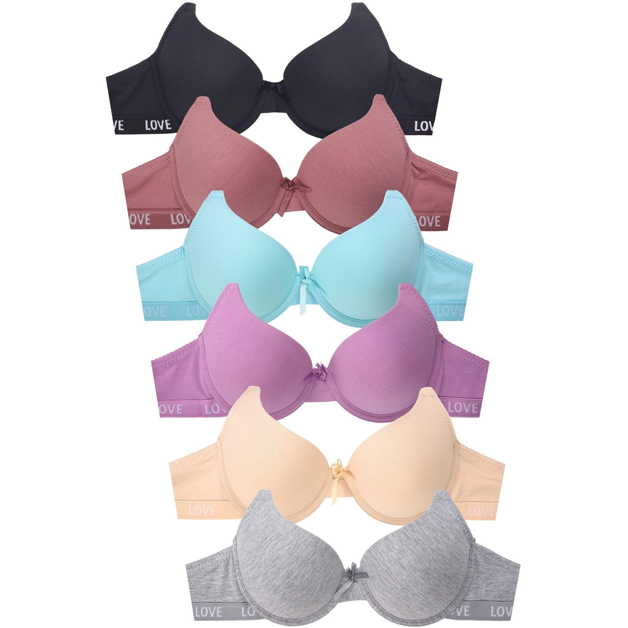 DailyWear Womens Everyday Bras Pack, Lightly Molded Cups, Underwire ...