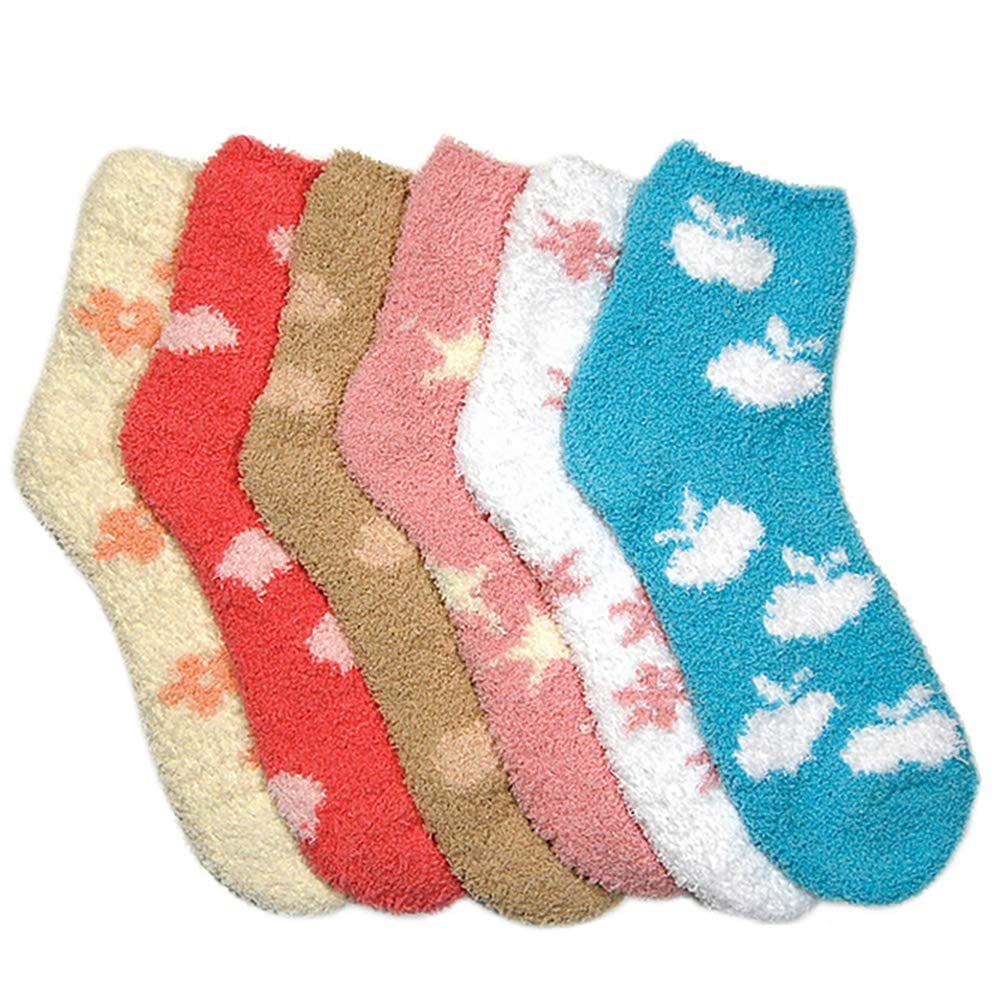 DailyWear Womens Girls Cozy Fuzzy Soft Socks 6 Pairs or 12 Pairs ...