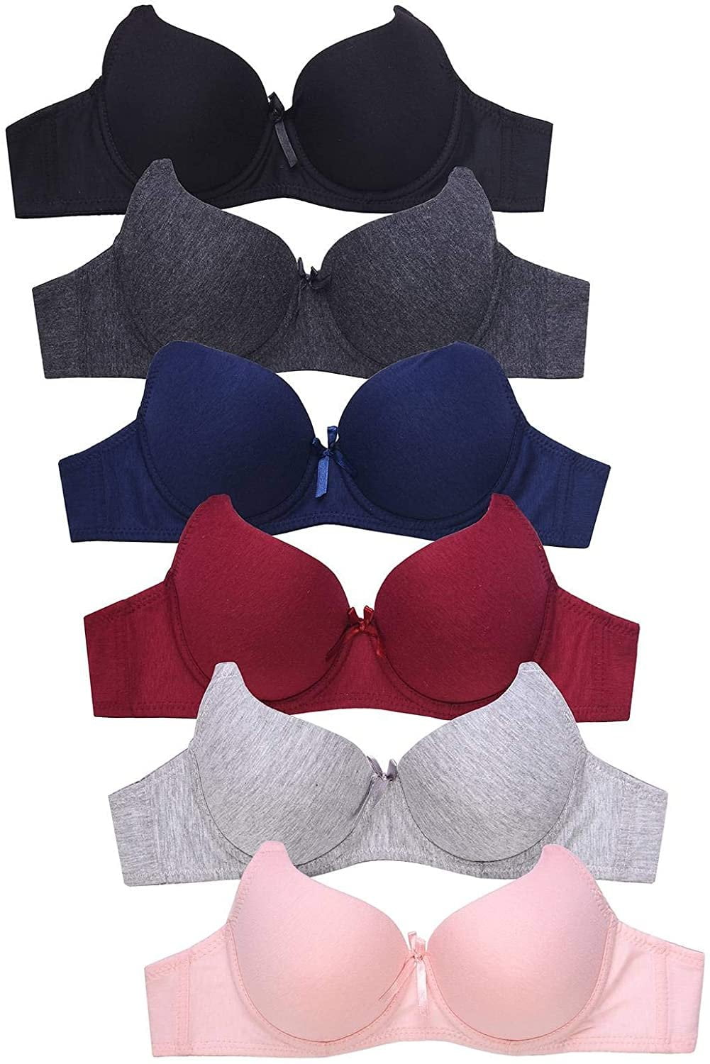 DailyWear Womens Plain Bras Collection Pack of 6 - Various Styles ...