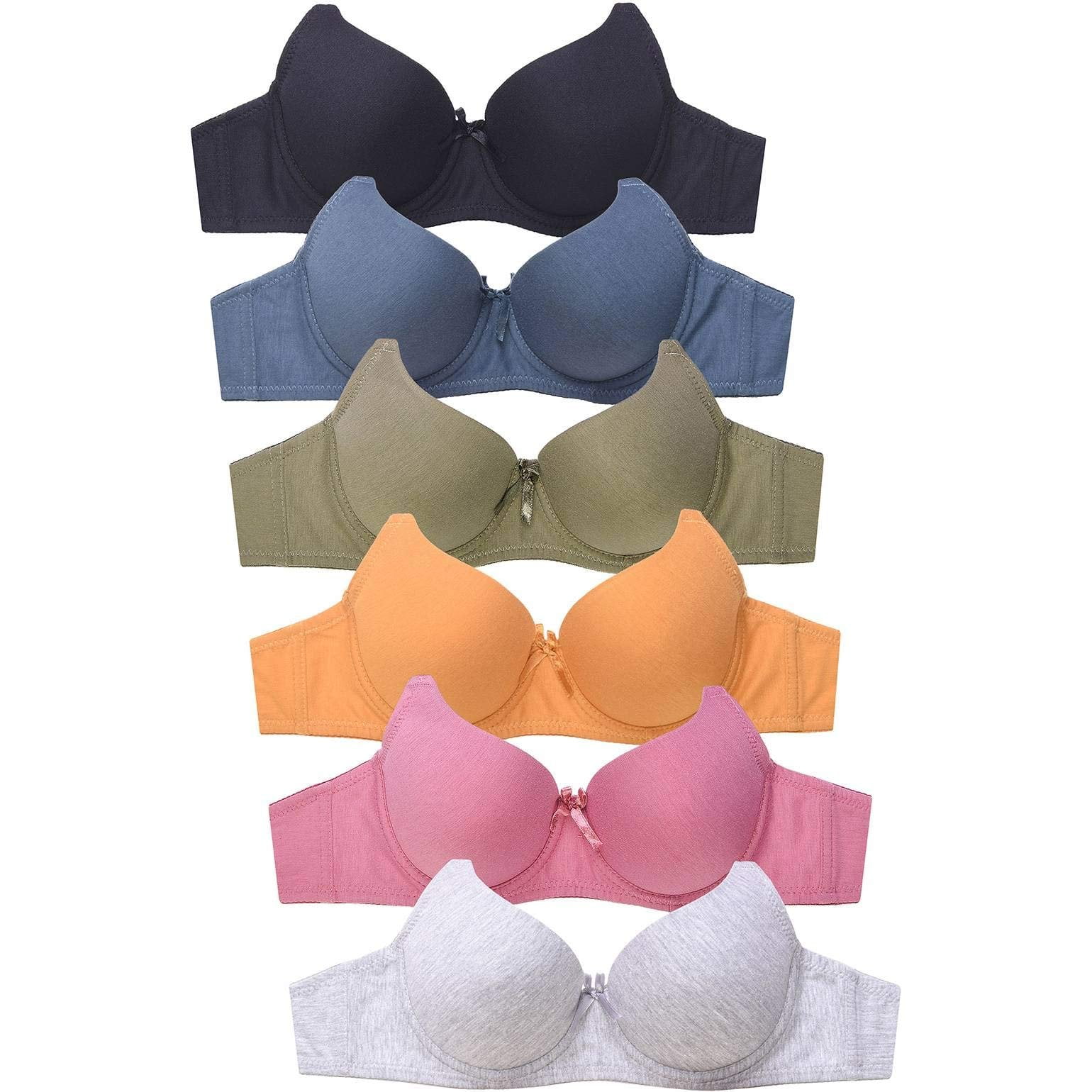 DailyWear Womens Plain Lace Bras Pack of 6 - Various Styles 4337P3, 30A ...