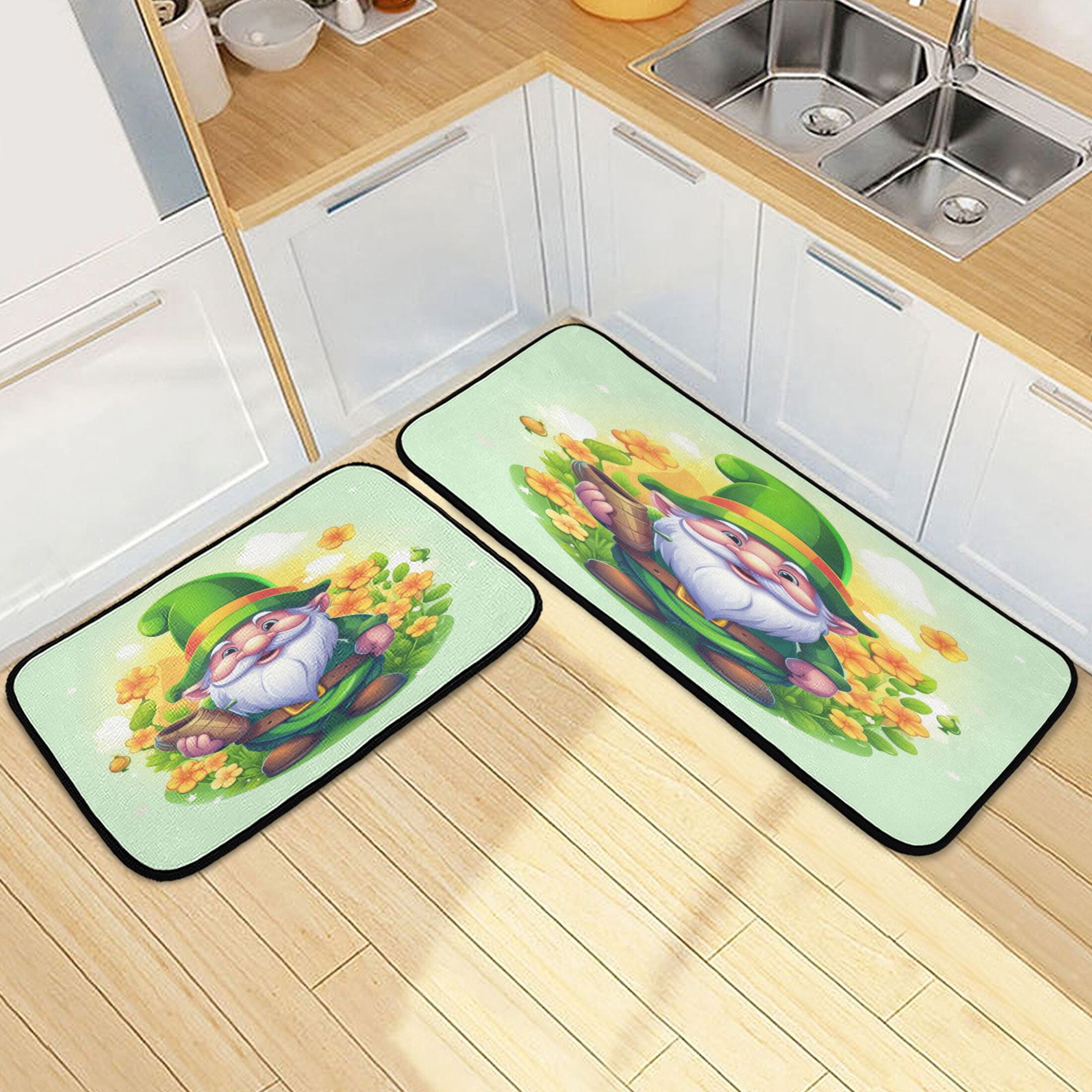 Dailycode 2 Pcs Kitchen Rug Set Non Slip Absorbent Soft Floor Mats for ...