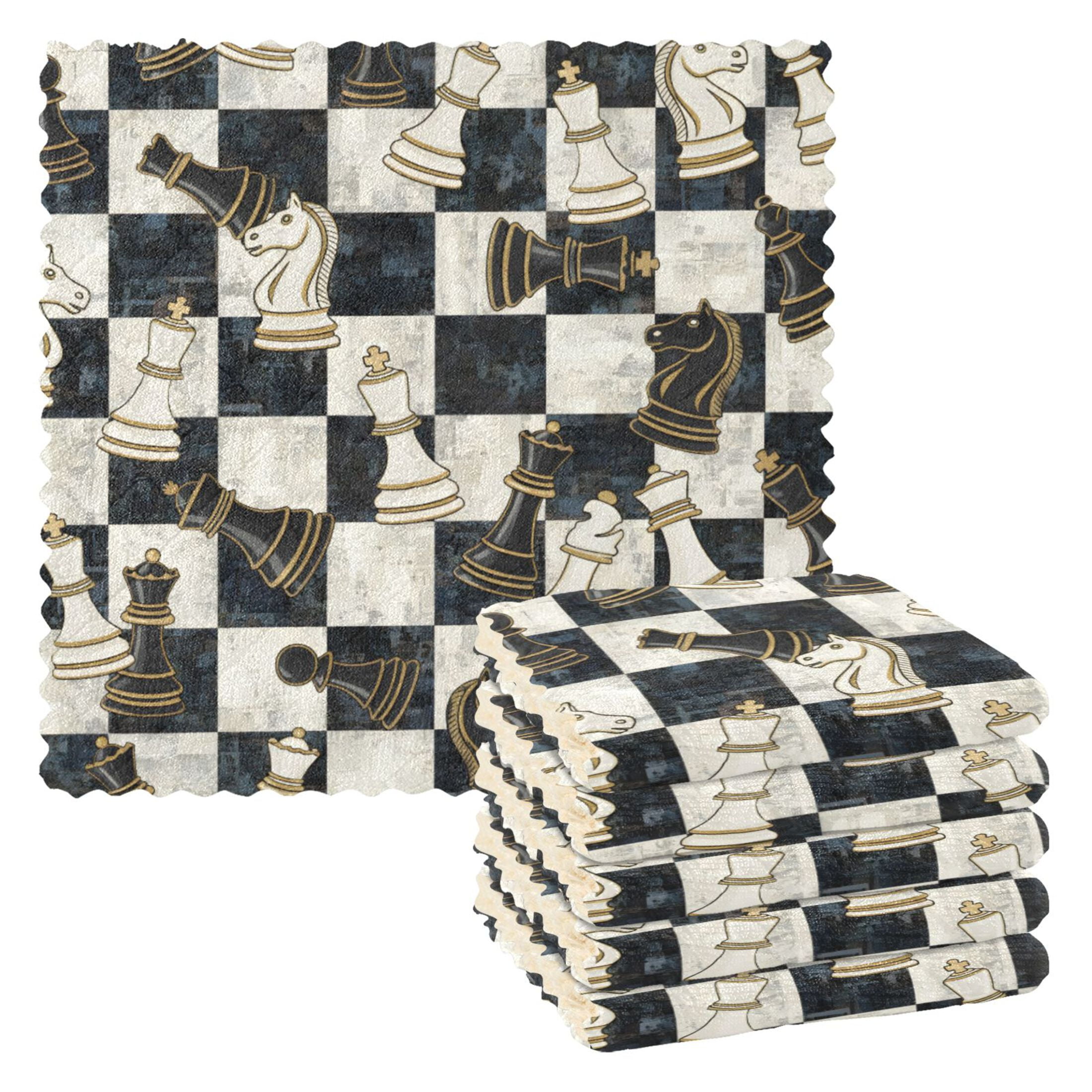 Dailycode 6 Packs Kitchen Dish Towels Soft Absorbent Dish Cloths Chess ...