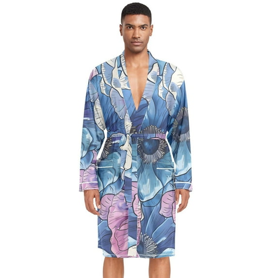 Dailycode Men Robe Lightweight Soft Bathrobes Kimono Nightgown Colorful ...