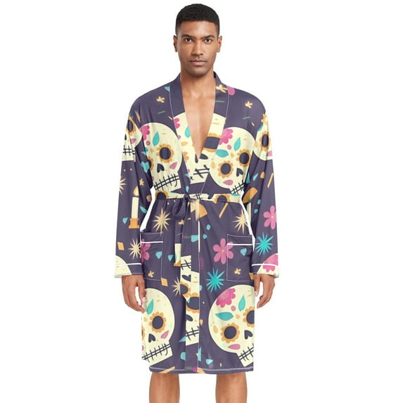 Dailycode Men Robe Lightweight Soft Bathrobes Kimono Nightgown Cute ...