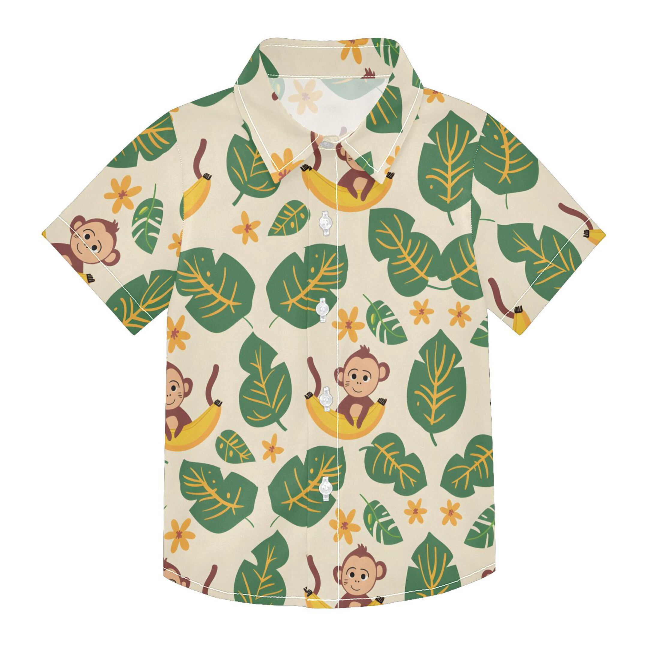 Dailycode Small Short Sleeve Button Down Shirts Cartoon Banana Monkey ...