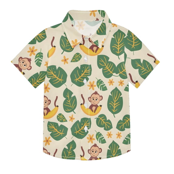 Dailycode Small Short Sleeve Button Down Shirts Cartoon Banana Monkey ...