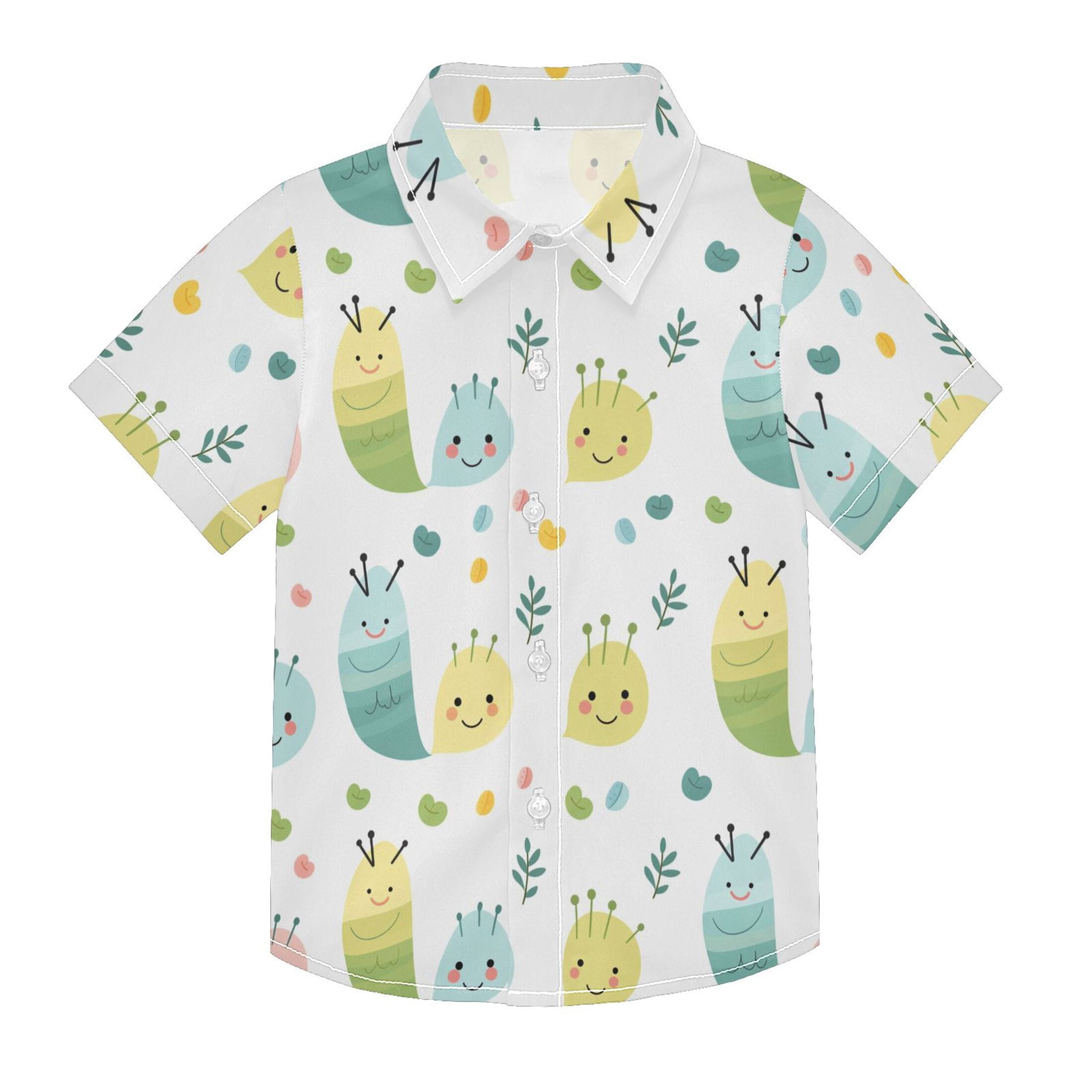 Dailycode Small Short Sleeve Button Down Shirts Cartoon Bug and Heart ...