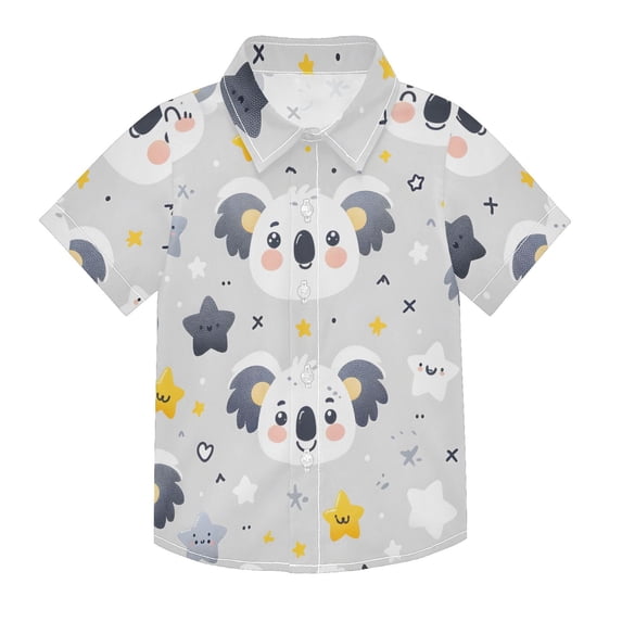 Dailycode Small Short Sleeve Button Down Shirts Cartoon Koala Face and ...
