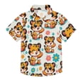 Dailycode Small Short Sleeve Button Down Shirts Cartoon Tigers Sit ...