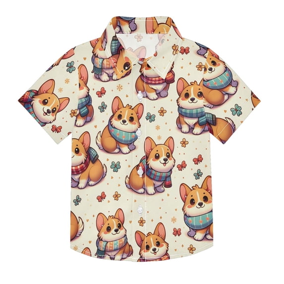 Dailycode Small Short Sleeve Button Down Shirts Corgi Dog Wearing ...
