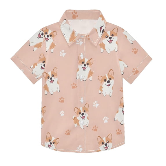 Dailycode Small Short Sleeve Button Down Shirts Corgi Dog and Paw ...