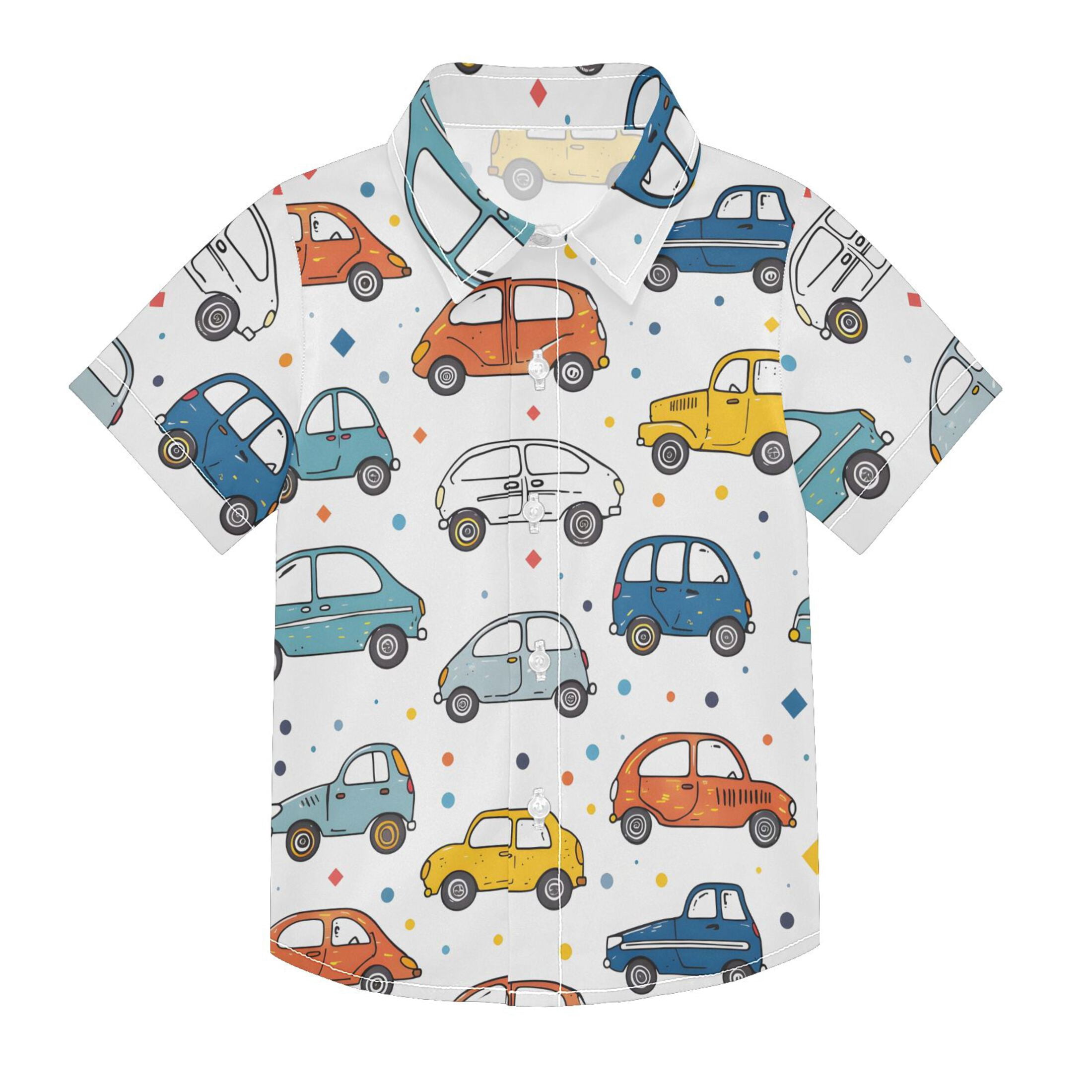 Dailycode Small Short Sleeve Button Down Shirts Cute Cars and Dots ...