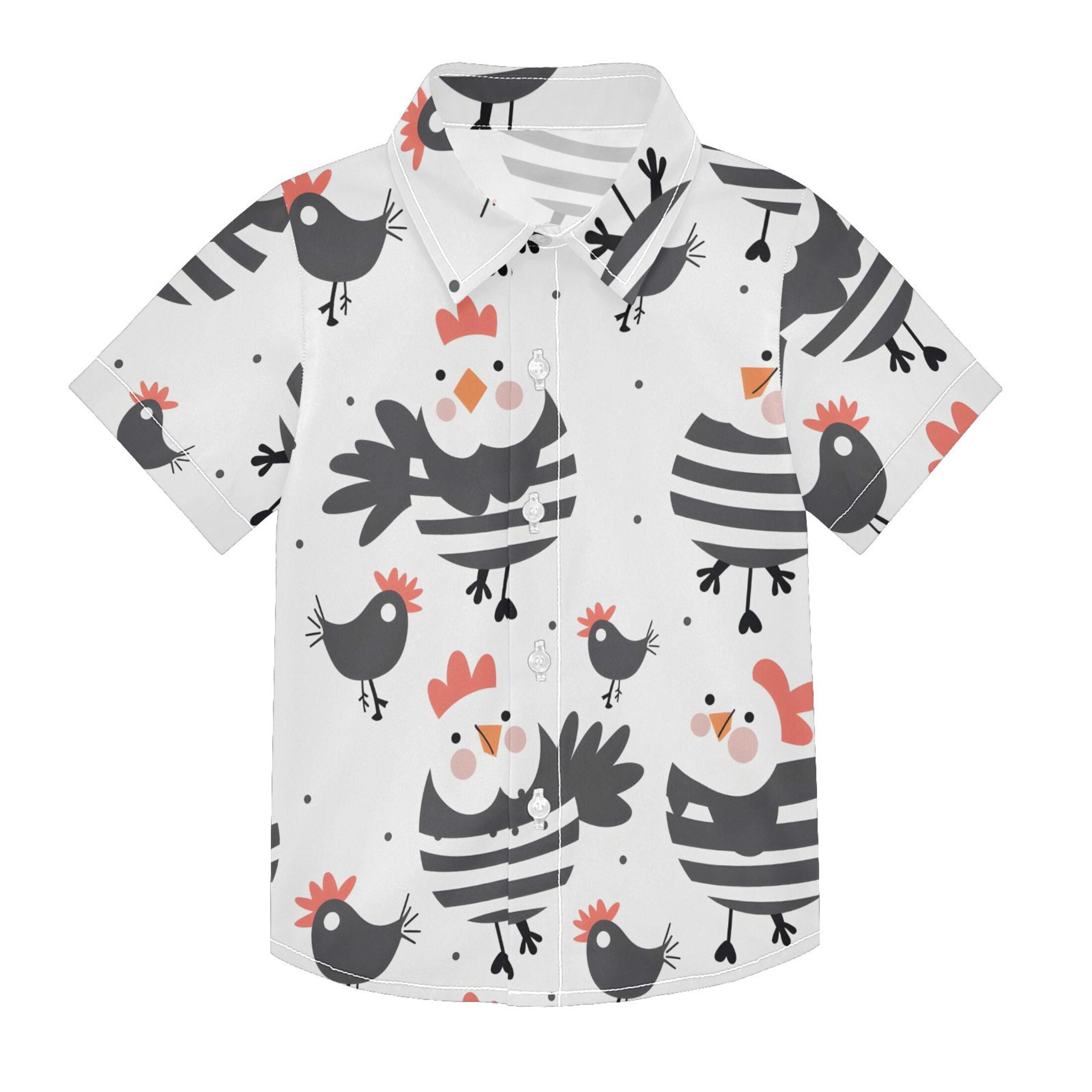 Dailycode Small Short Sleeve Button Down Shirts Cute Chickens and Dots ...