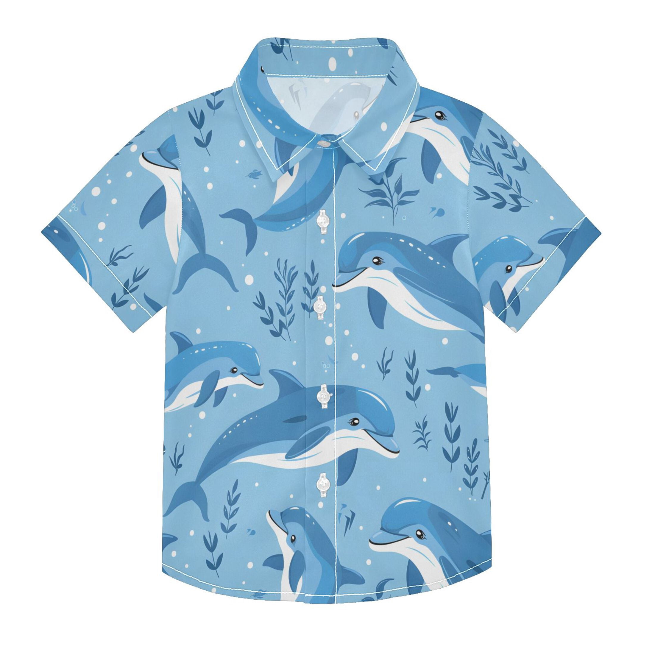 Dailycode Small Short Sleeve Button Down Shirts Cute Dolphins and ...