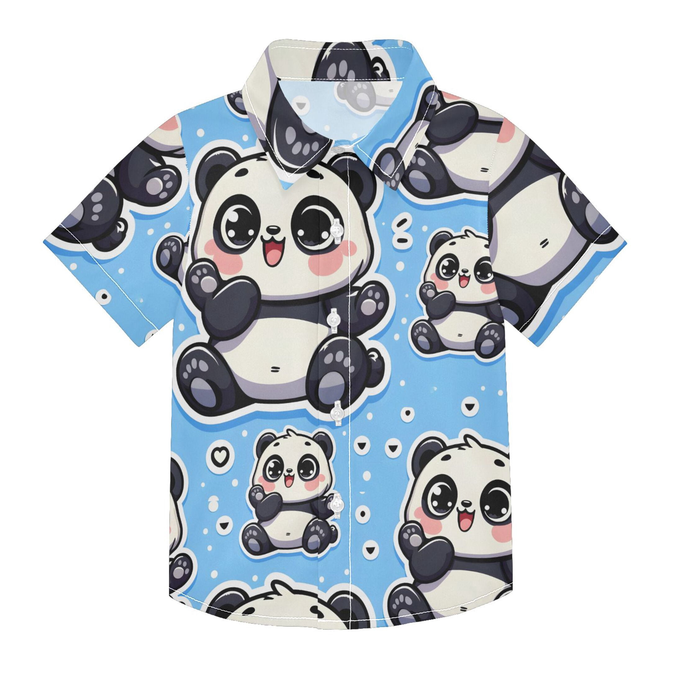 Dailycode Small Short Sleeve Button Down Shirts Cute Fat Chubby Panda ...