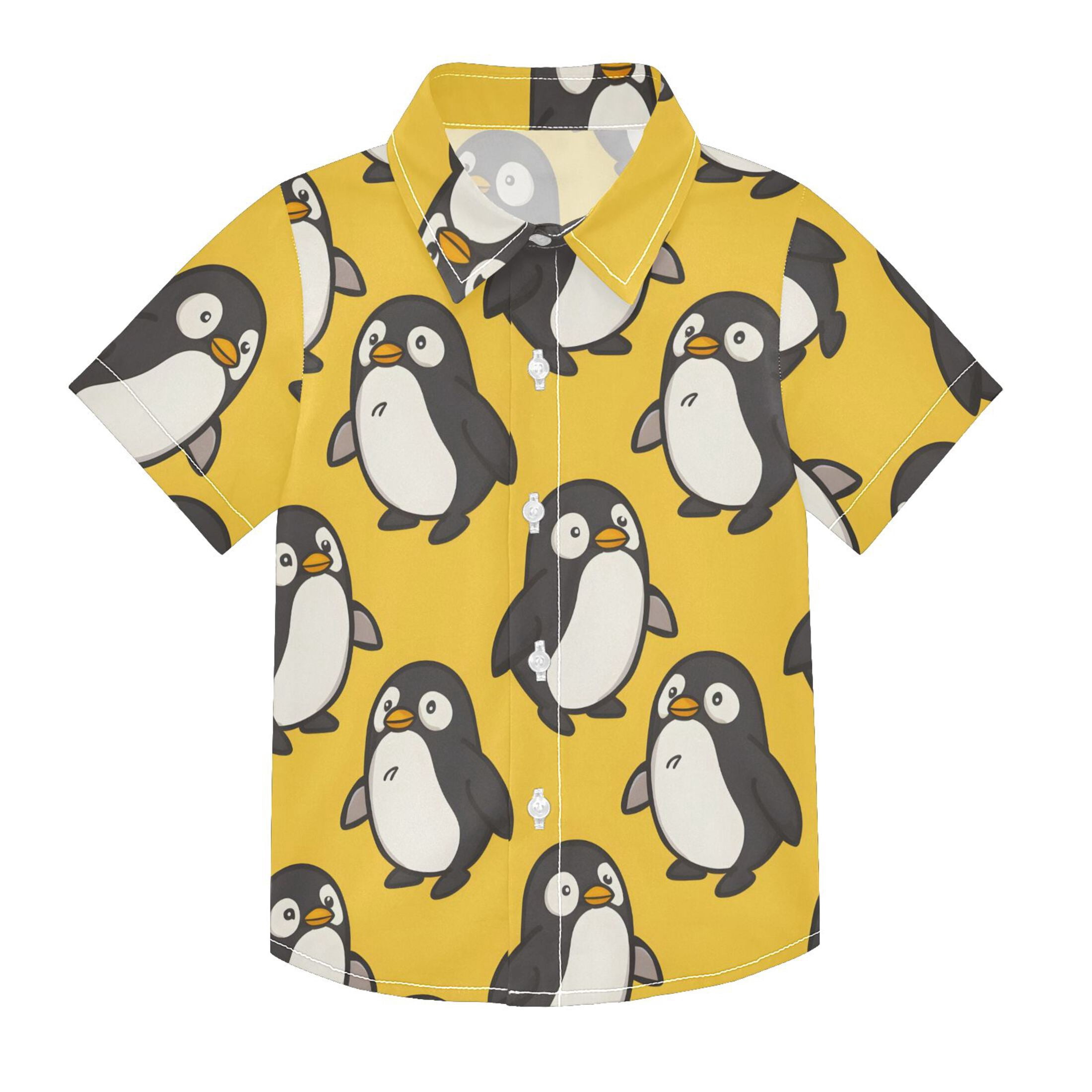 Dailycode Small Short Sleeve Button Down Shirts Cute Fat Penguin Casual ...