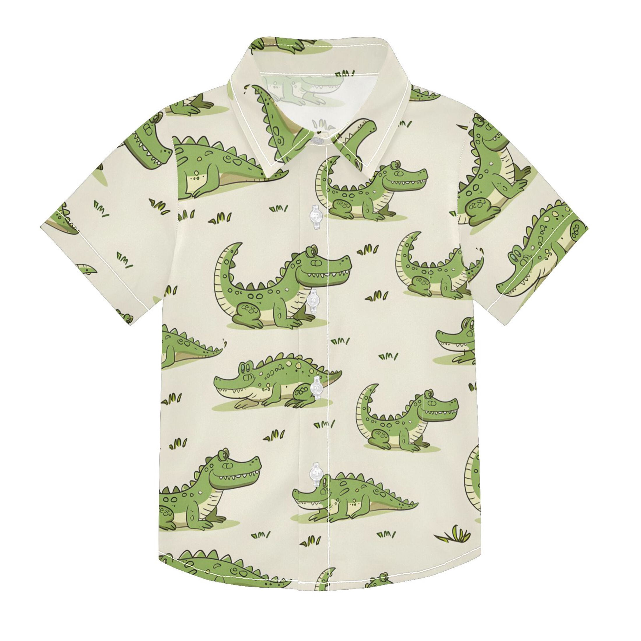 Dailycode Small Short Sleeve Button Down Shirts Cute Little Crocodile ...
