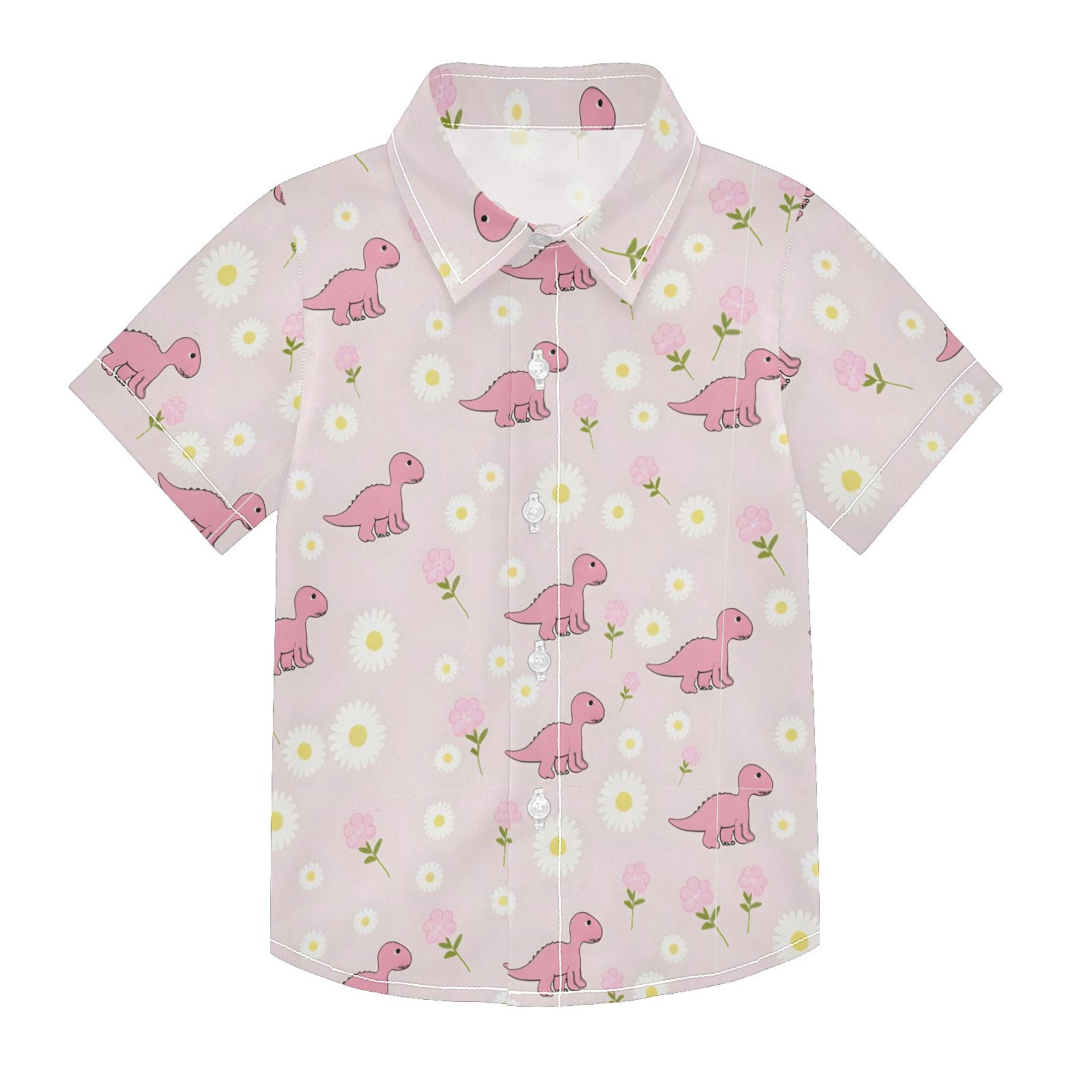 Dailycode Small Short Sleeve Button Down Shirts Cute Little Dinosaur ...