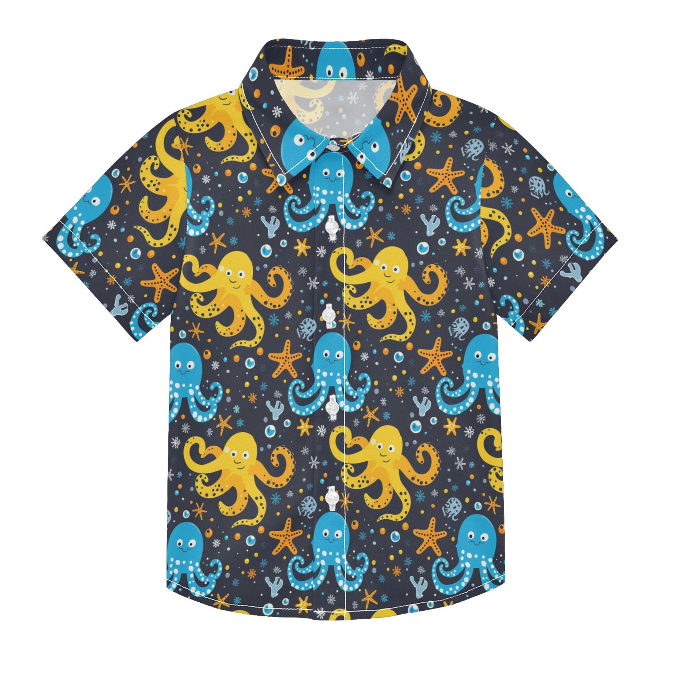 Dailycode Small Short Sleeve Button Down Shirts Cute Octopus and ...