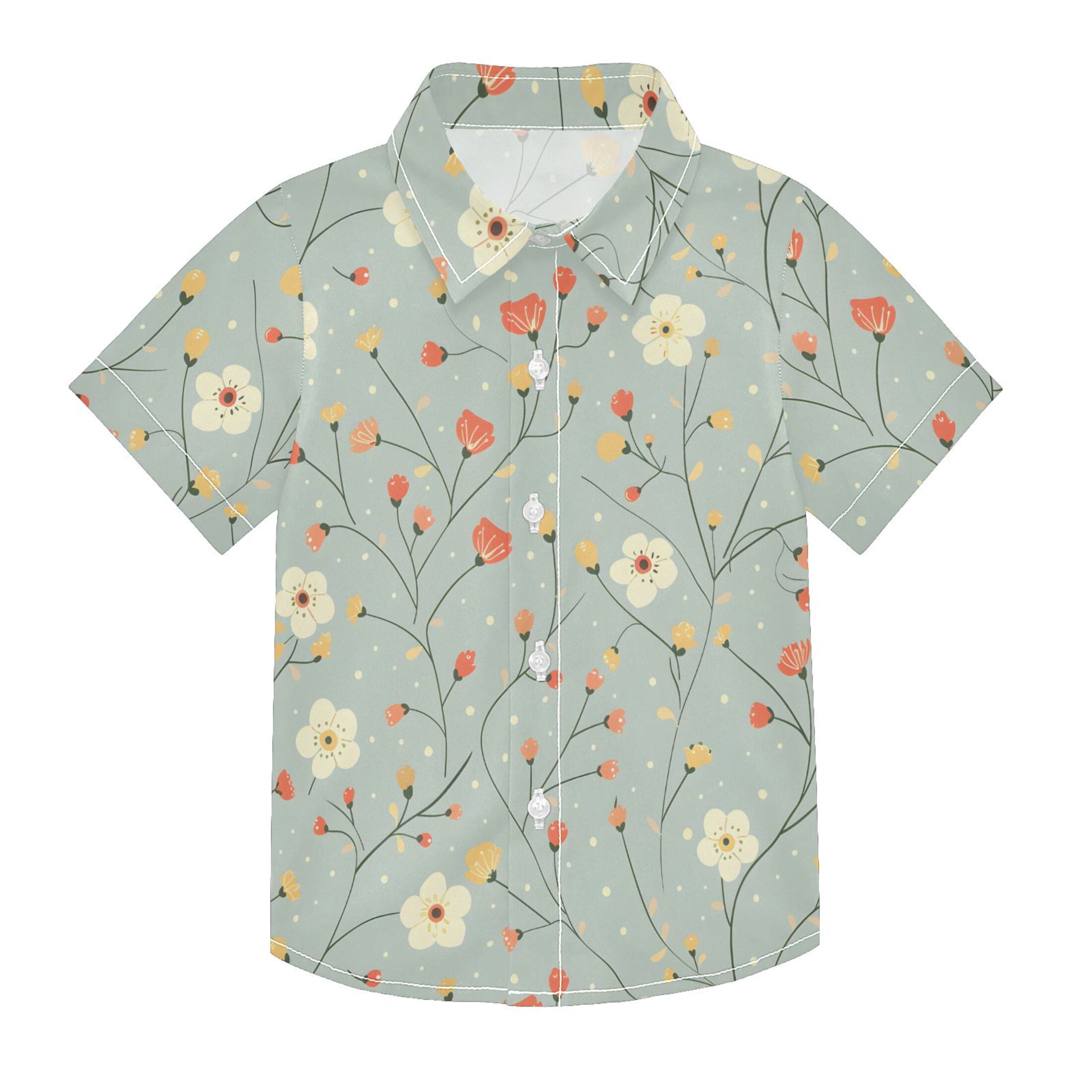 Dailycode Small Short Sleeve Button Down Shirts Cute Wild Flower Casual ...