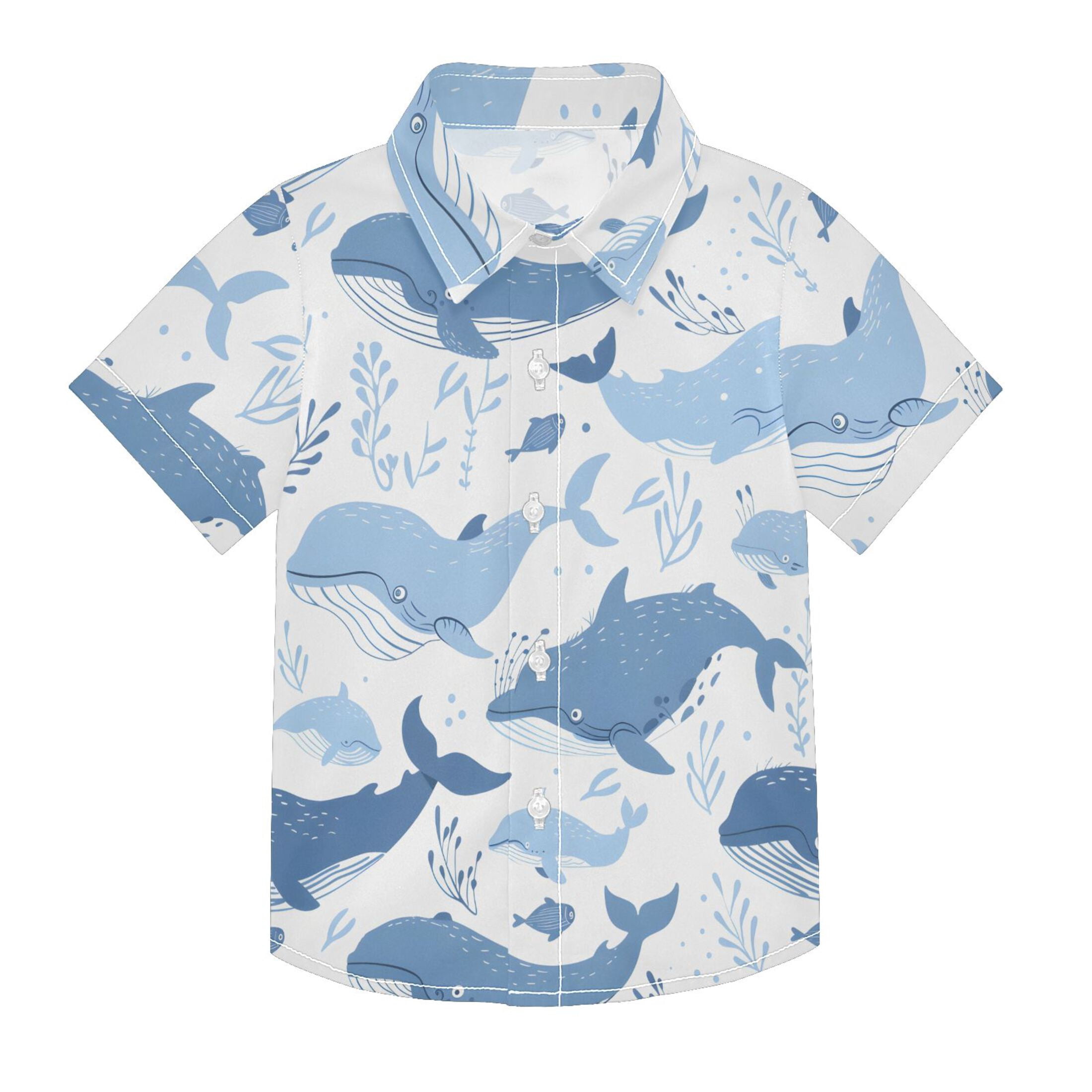 Dailycode Small Short Sleeve Button Down Shirts Different Whales and ...
