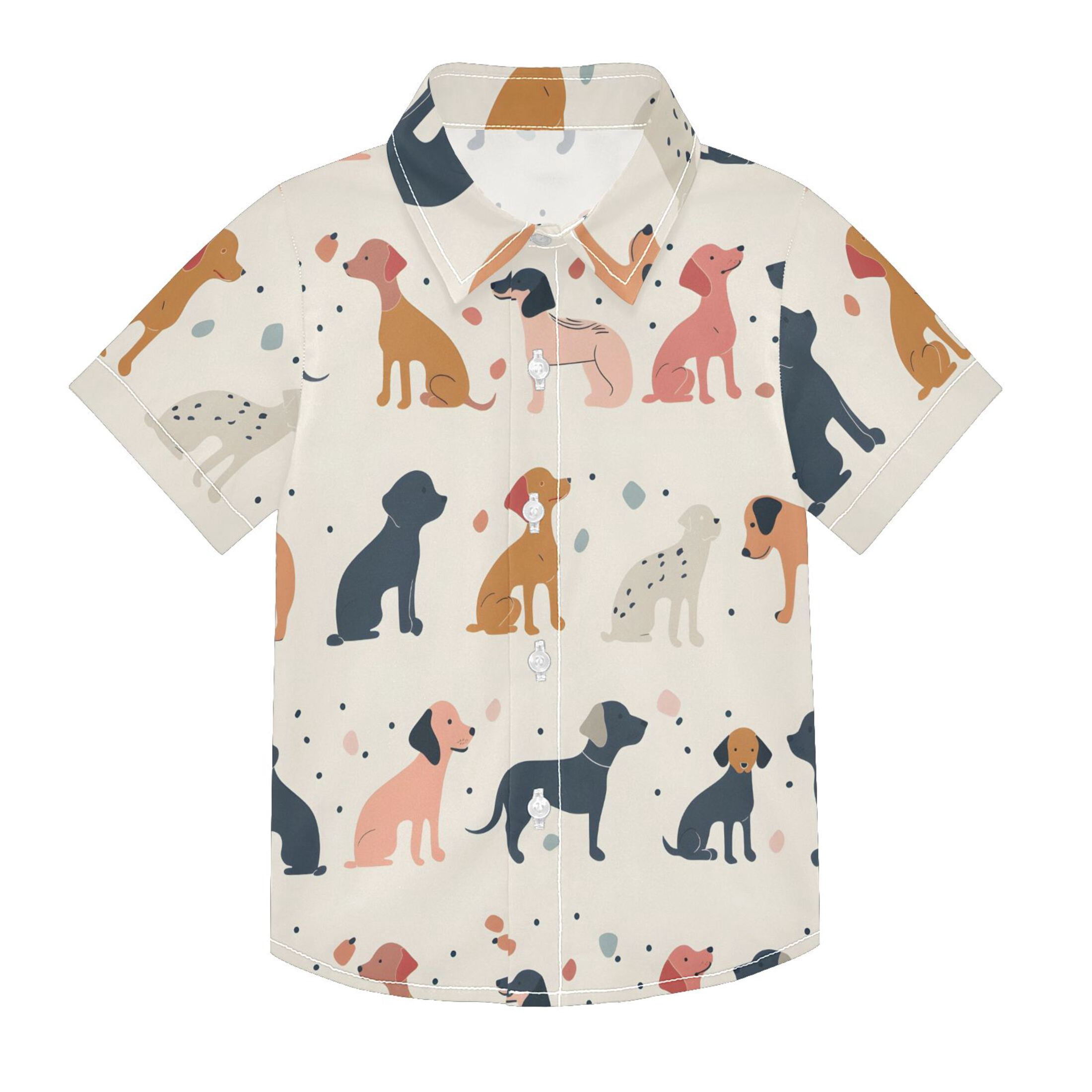 Dailycode Small Short Sleeve Button Down Shirts Dogs Outline Casual ...