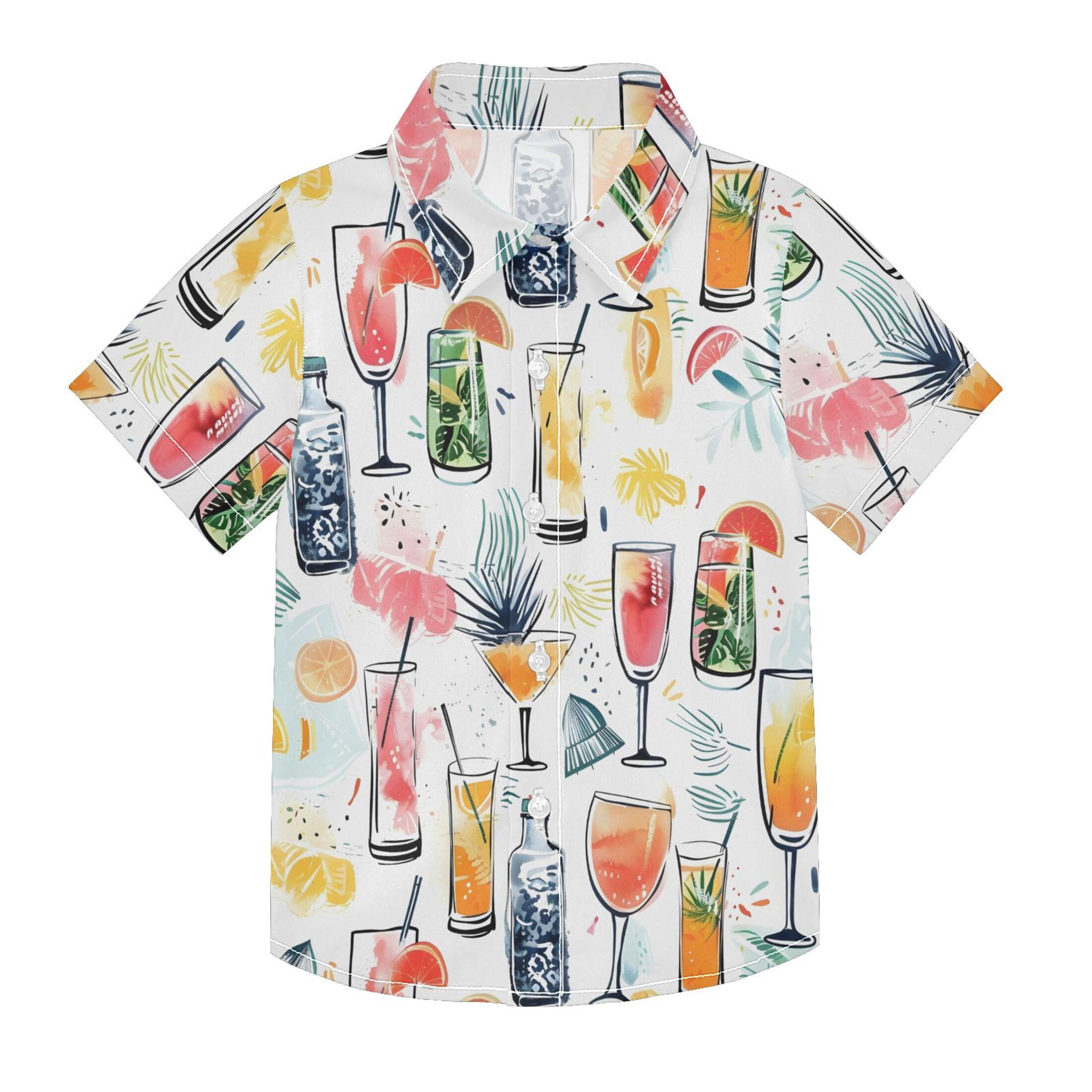 Dailycode Small Short Sleeve Button Down Shirts Drink on Glass Casual ...