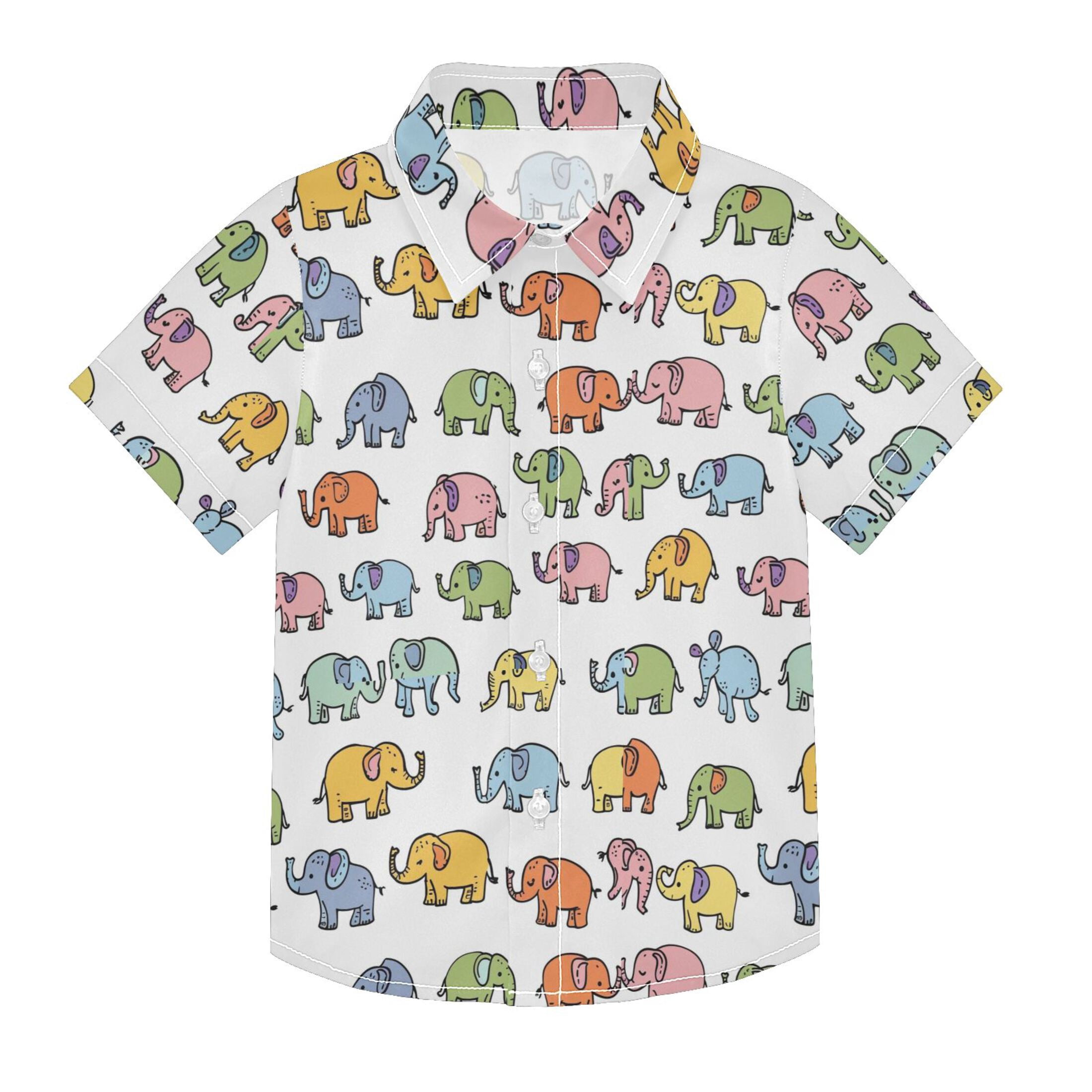 Dailycode Small Short Sleeve Button Down Shirts Elephants Line Art ...