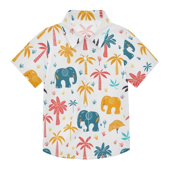 Dailycode Small Short Sleeve Button Down Shirts Elephants and Palms ...