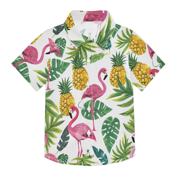 Dailycode Small Short Sleeve Button Down Shirts Flamingo Pineapple Leaf ...