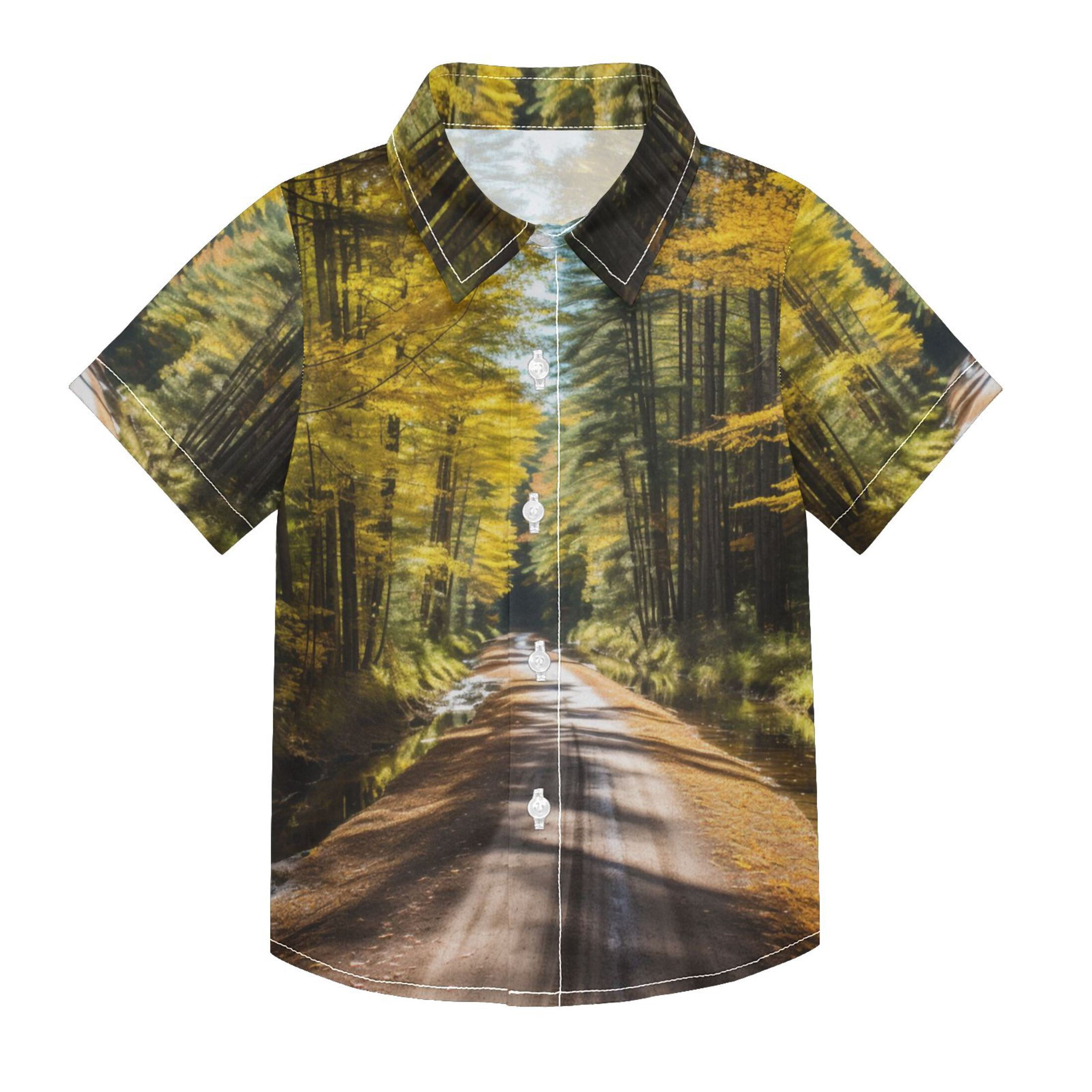 Dailycode Small Short Sleeve Button Down Shirts Forest and Path Casual ...