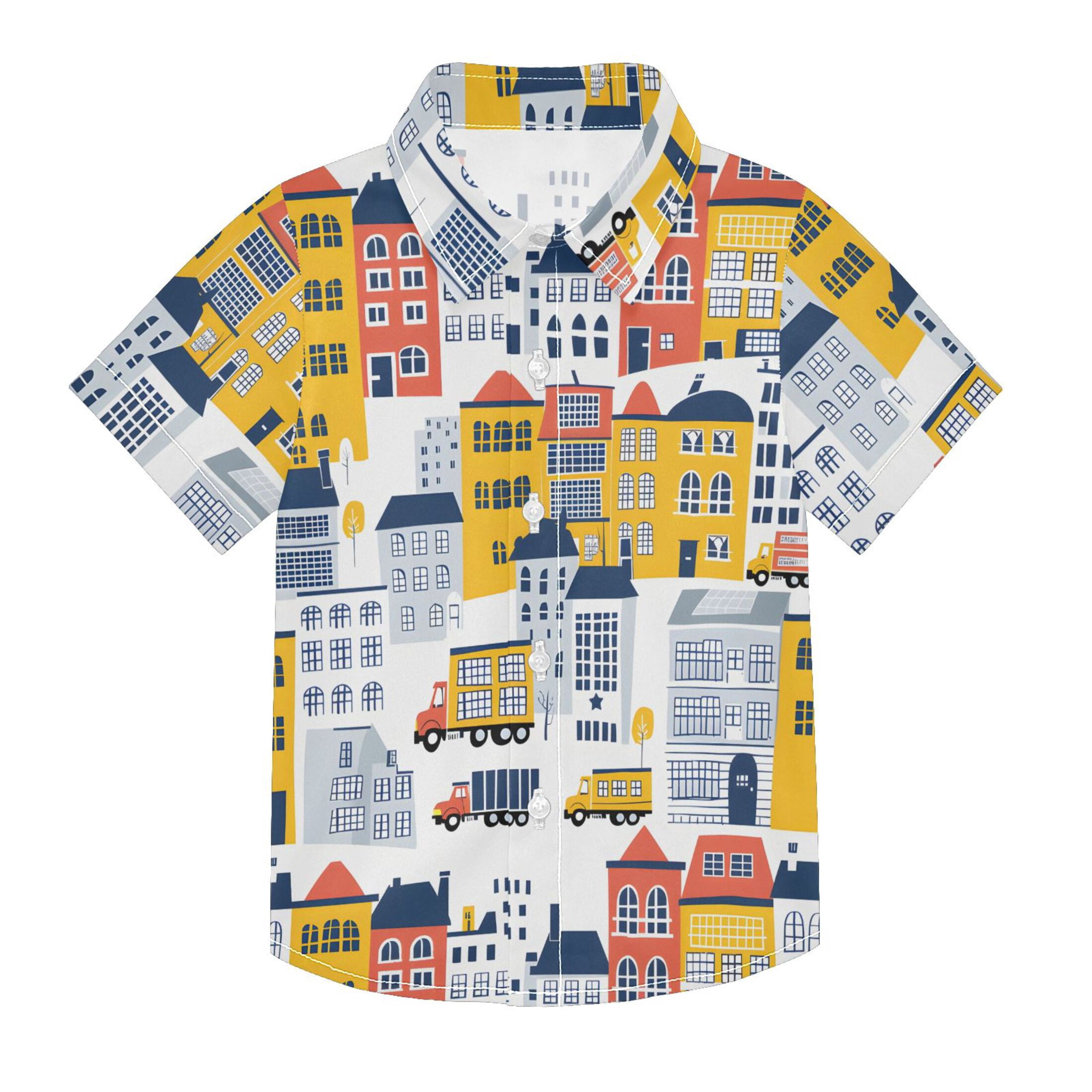 Dailycode Small Short Sleeve Button Down Shirts Hand Drawing Building ...