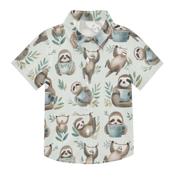 Dailycode Small Short Sleeve Button Down Shirts Koalas Leaf Cup Casual ...