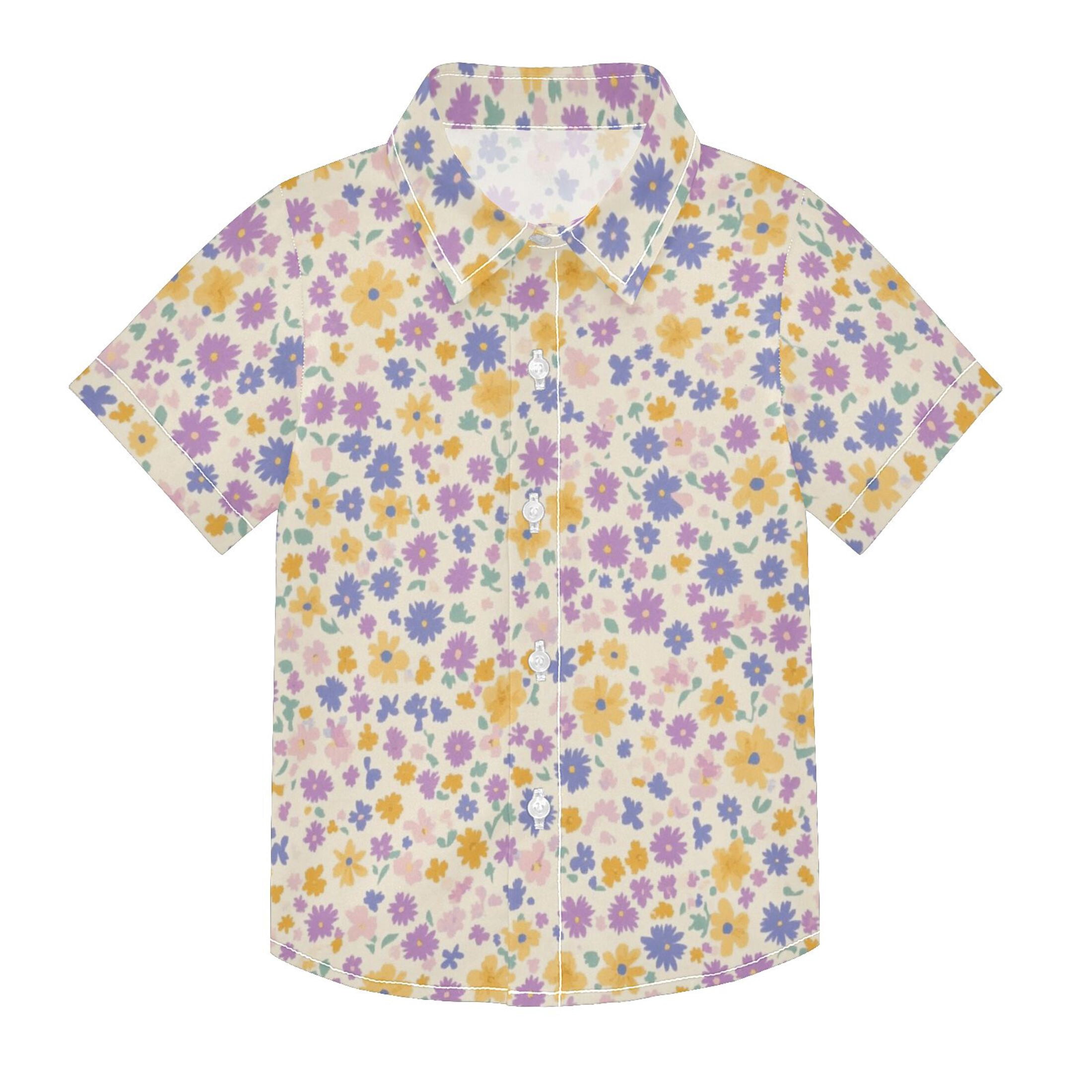 Dailycode Small Short Sleeve Button Down Shirts Lilac Yellow Pastel ...