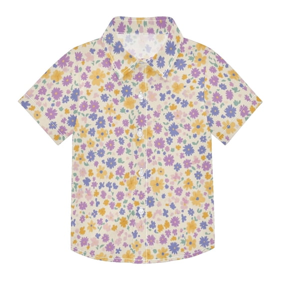 Dailycode Small Short Sleeve Button Down Shirts Lilac Yellow Pastel ...
