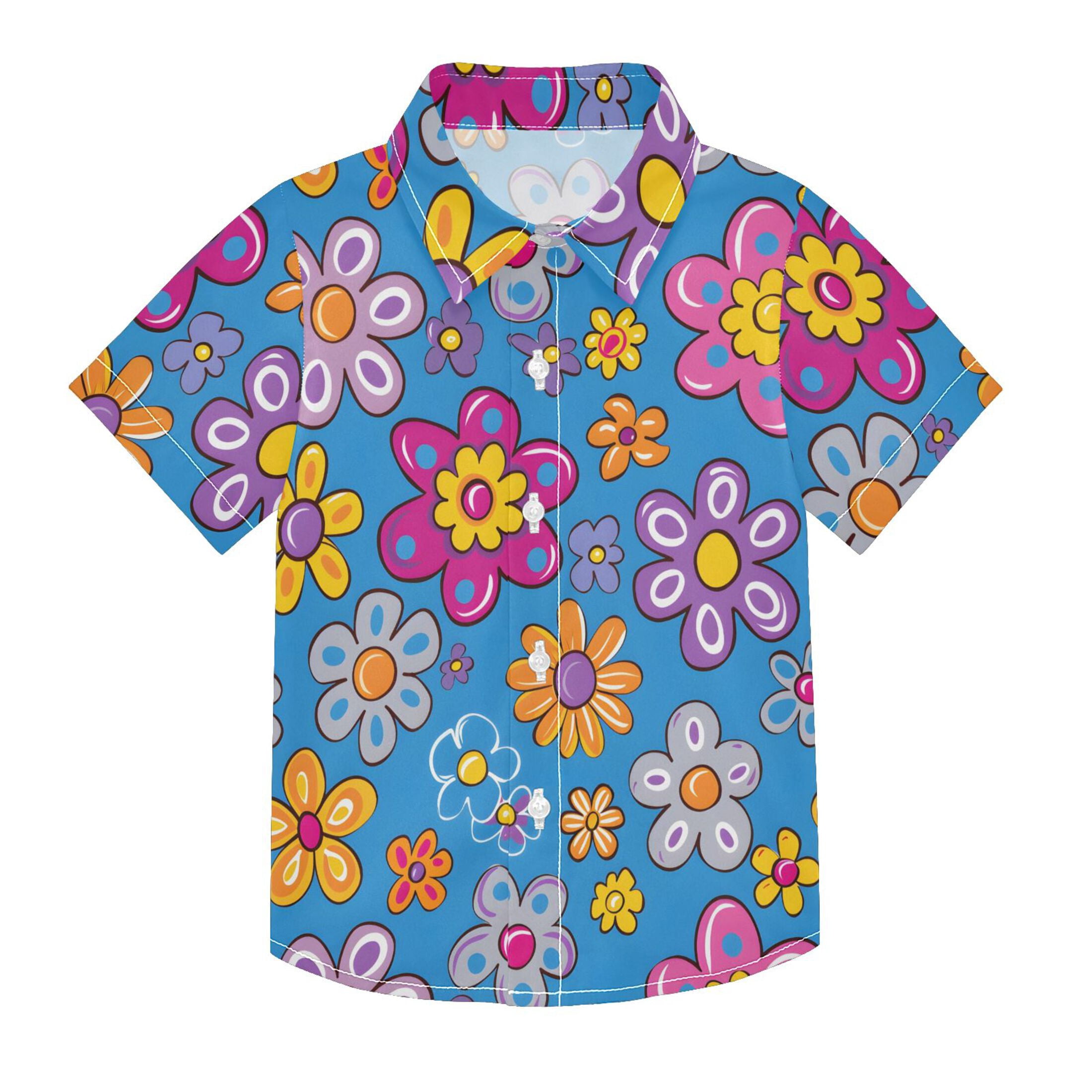Dailycode Small Short Sleeve Button Down Shirts Retro Daisy Flower ...