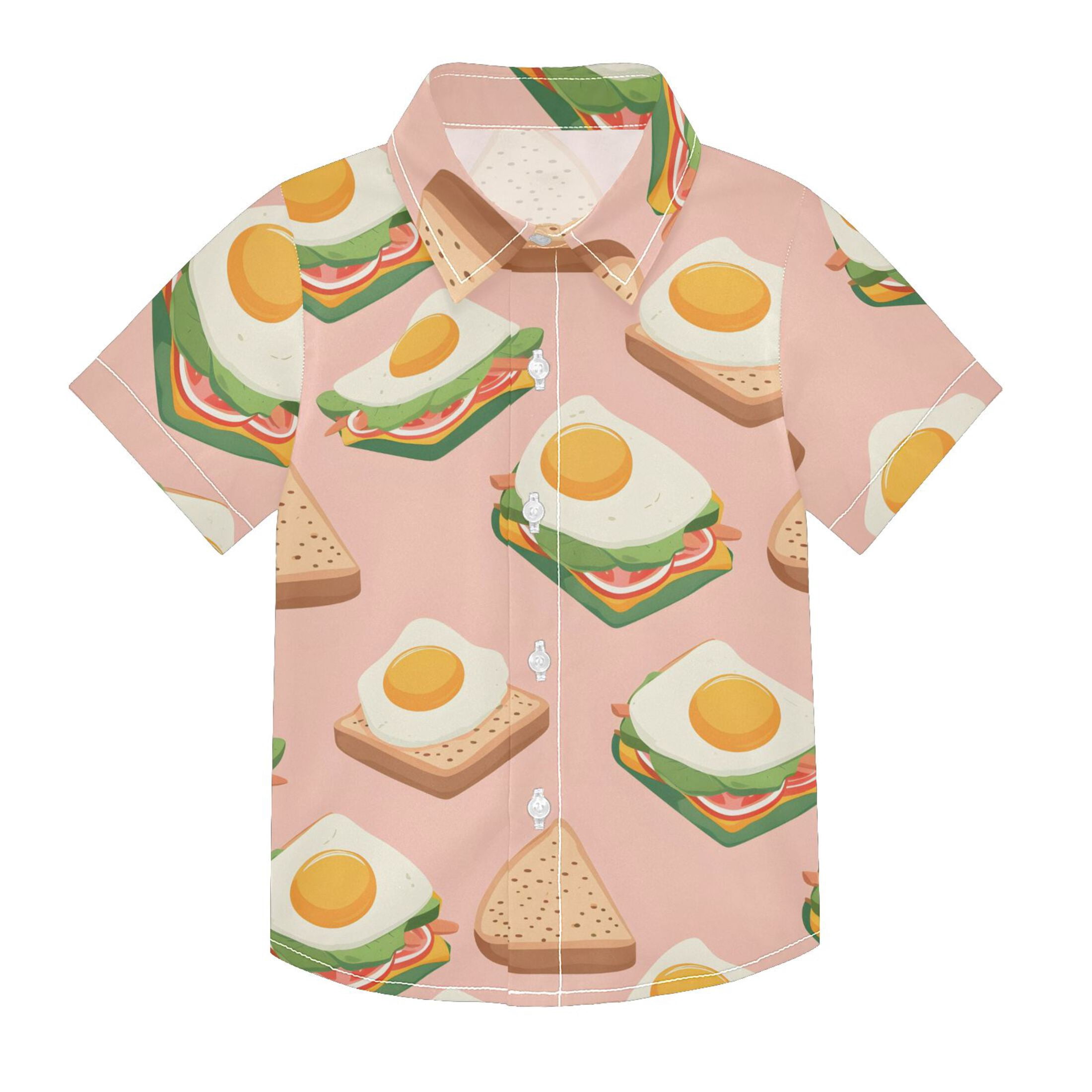 Dailycode Small Short Sleeve Button Down Shirts Sandwiches and Egg ...