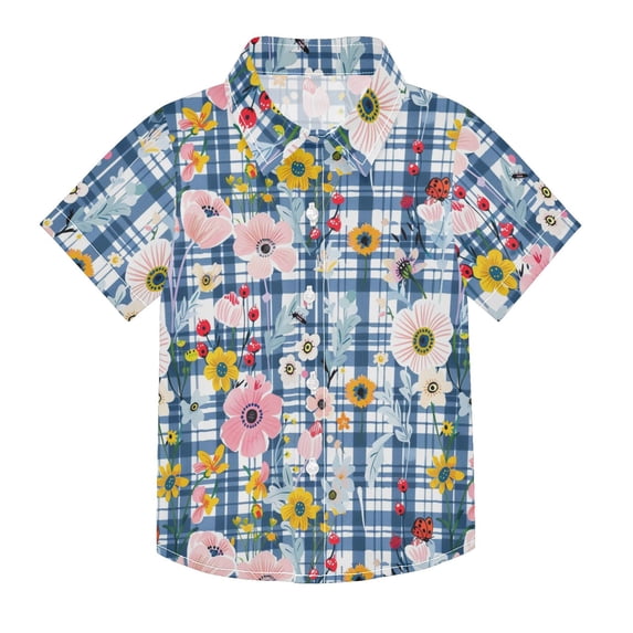 Dailycode Small Short Sleeve Button Down Shirts Summer Flowers and ...